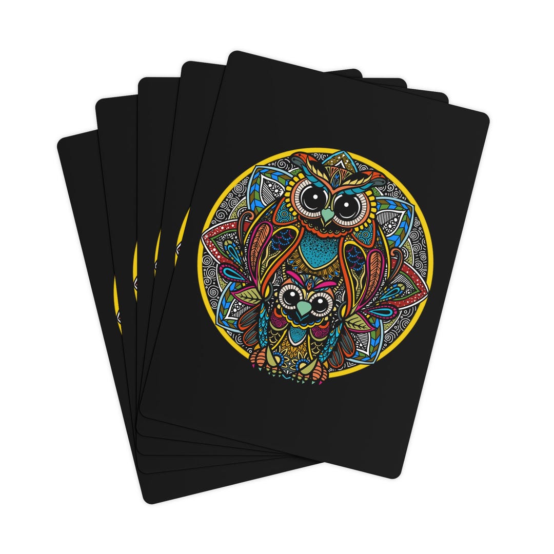 Artistic Poker Cards Set - Colorful Owl Design, Fun Game Night, Unique ...