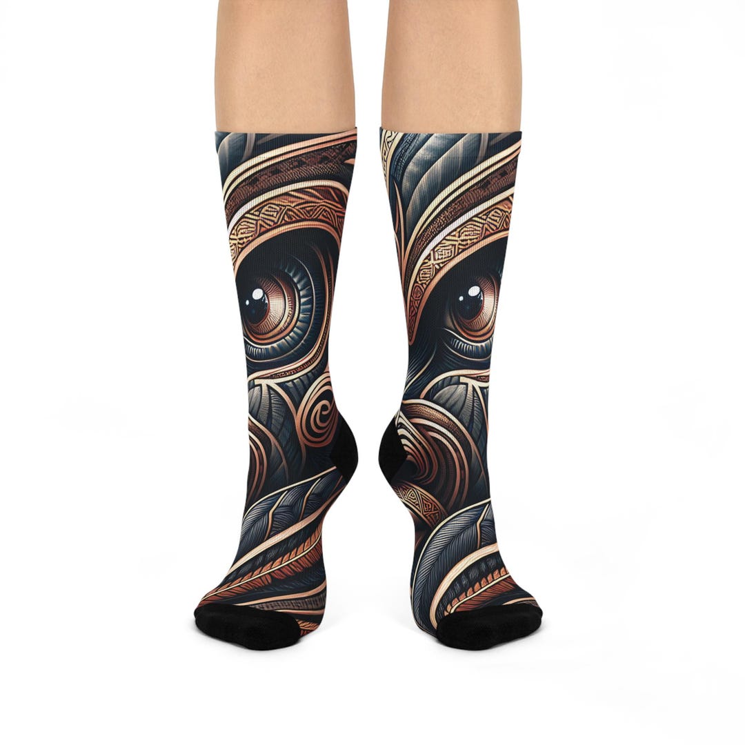 Maori Inspired Women's Socks Tribal Pattern Crew Sock Cushioned ...
