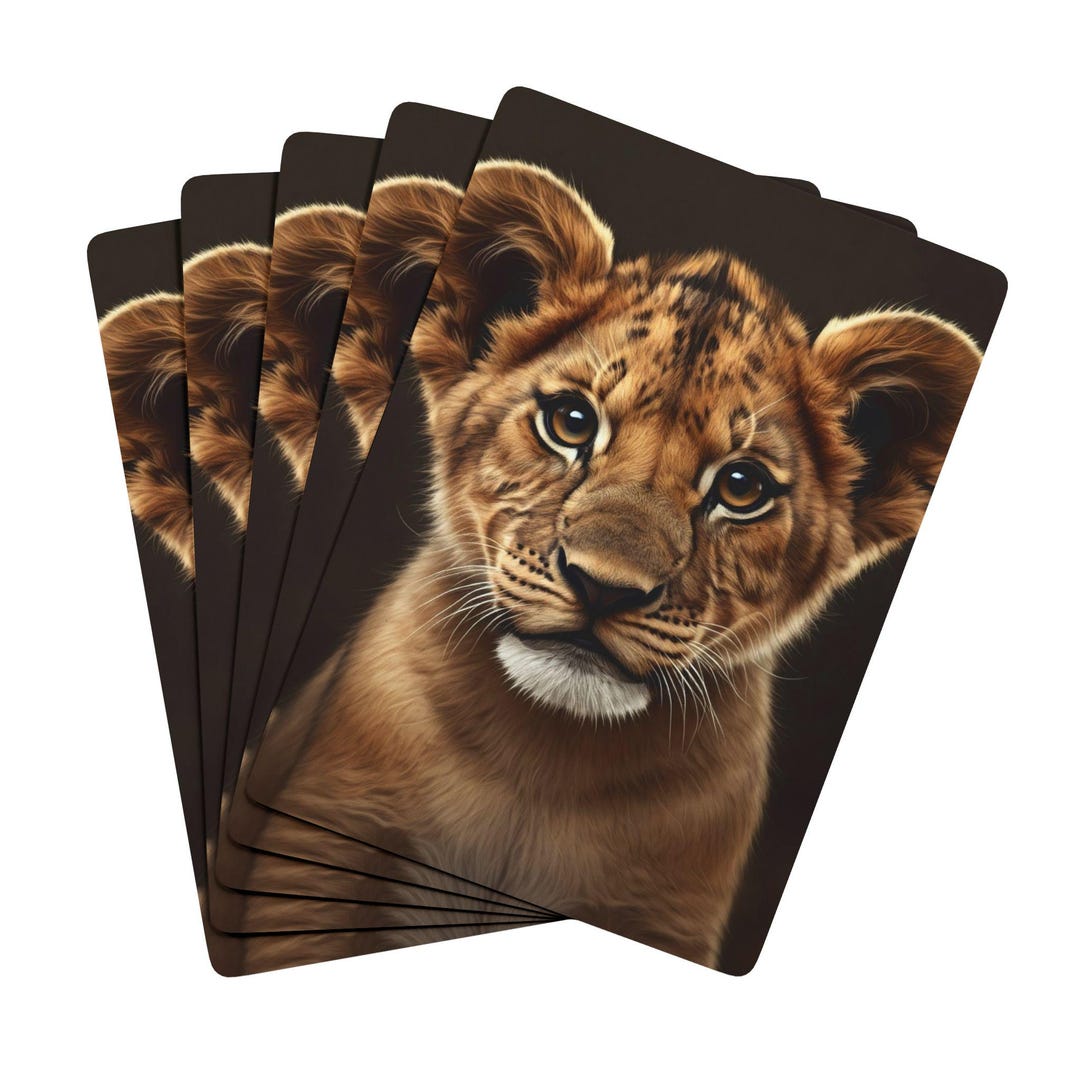 Cute Lion Cub Playing Cards, Fun Poker Cards for Animal Lovers, Unique ...