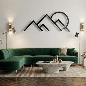 Mountain Sun Metal Wall Art: Modern Living Room Decor - Etsy