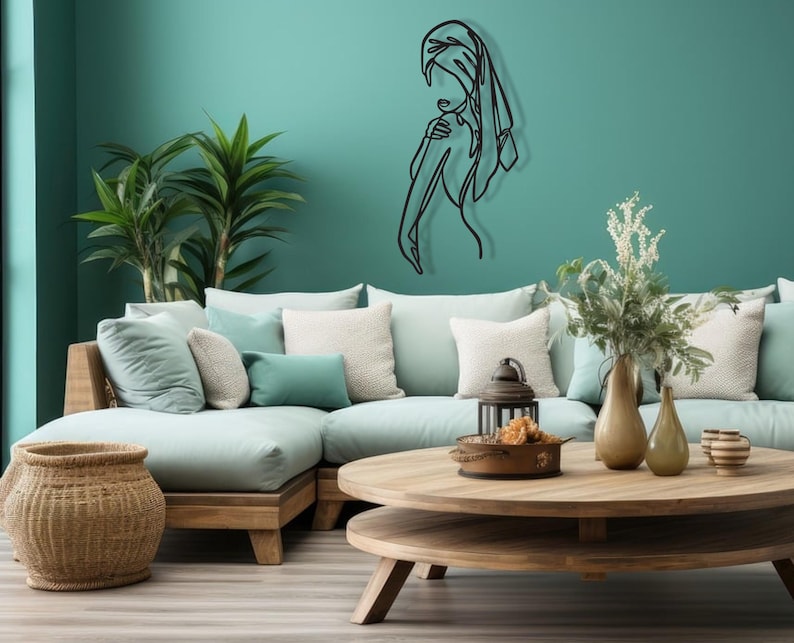 Minimalist Metal Woman Line Art: Modern Bathroom Wall Decor - Etsy