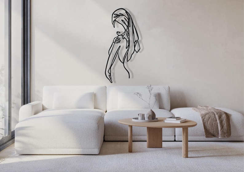 Minimalist Metal Woman Line Art: Modern Bathroom Wall Decor - Etsy