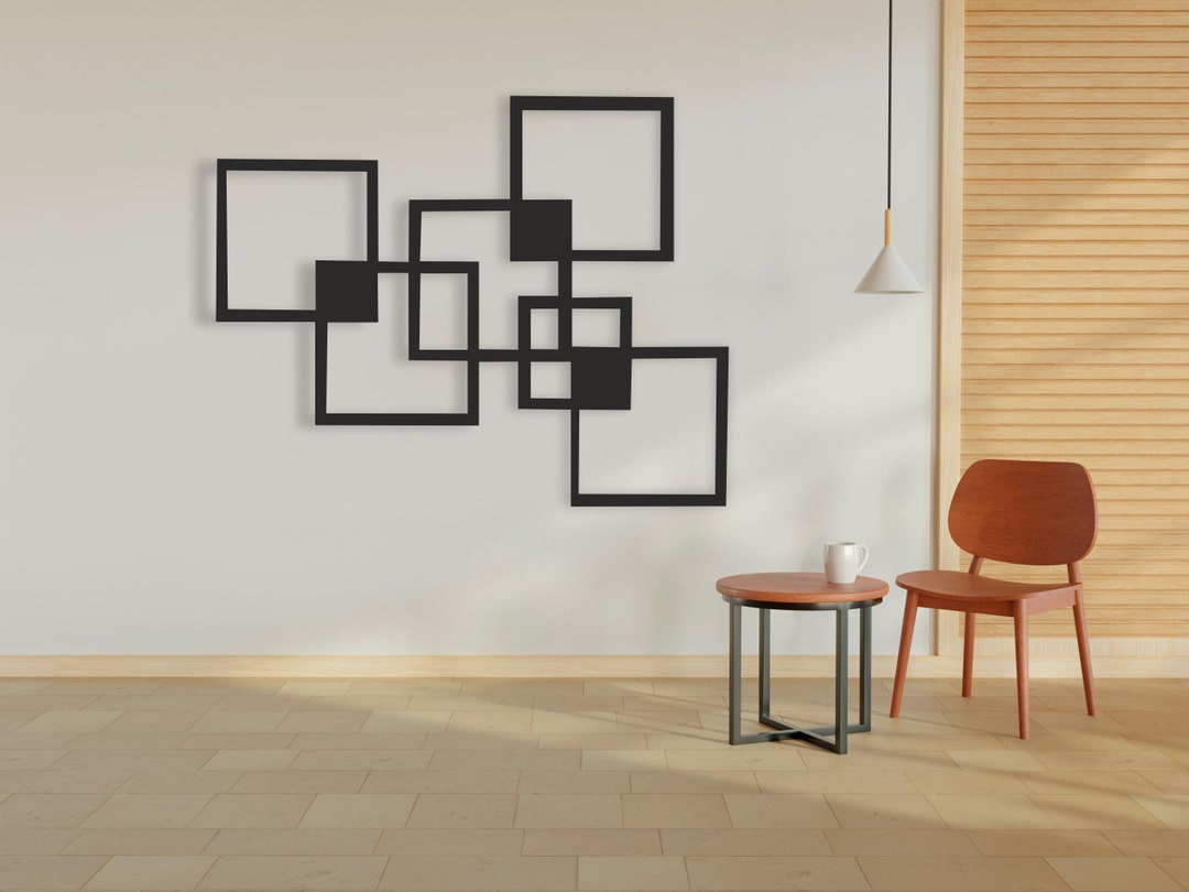3D Square Metal Wall Art: Modern Office Decor - Etsy