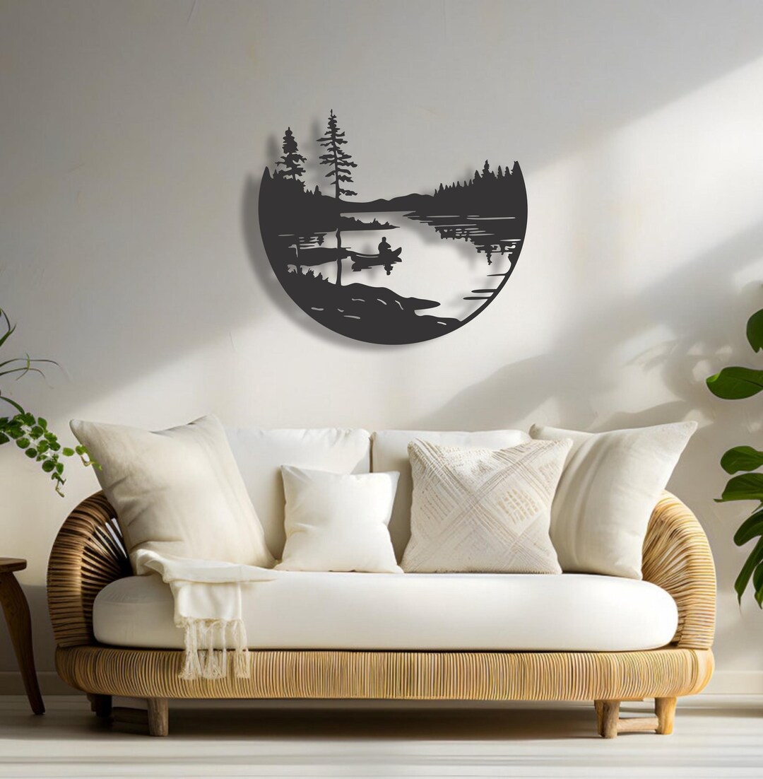 Lake House Metal Wall Art: Wildlife Forest Scene Sculpture - Etsy