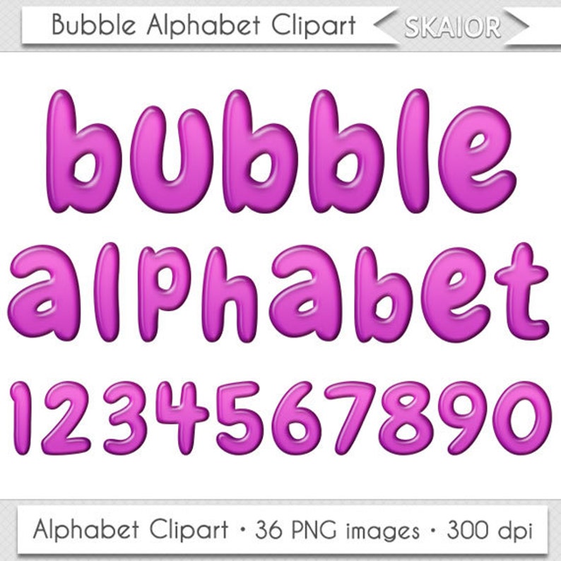 Alphabet Clipart Purple Bubble Alphabet Clip Art Violet | Etsy