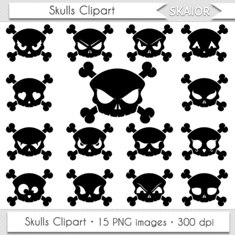 Skulls Clipart Halloween Clipart Skulls Clip Art Spooky | Etsy