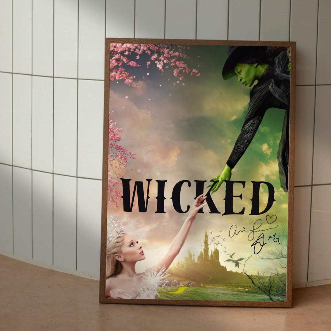 Wicked Movie Poster Faux Signature Ariana Grande Cynthia Erivo Musical ...