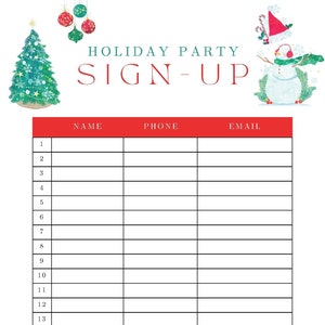 Christmas Potluck Sign up Sheet Template Editable, Neighborhood Holiday ...