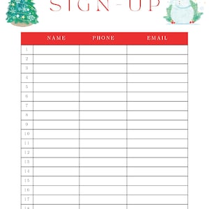 Christmas Potluck Sign up Sheet Template Editable, Neighborhood Holiday ...