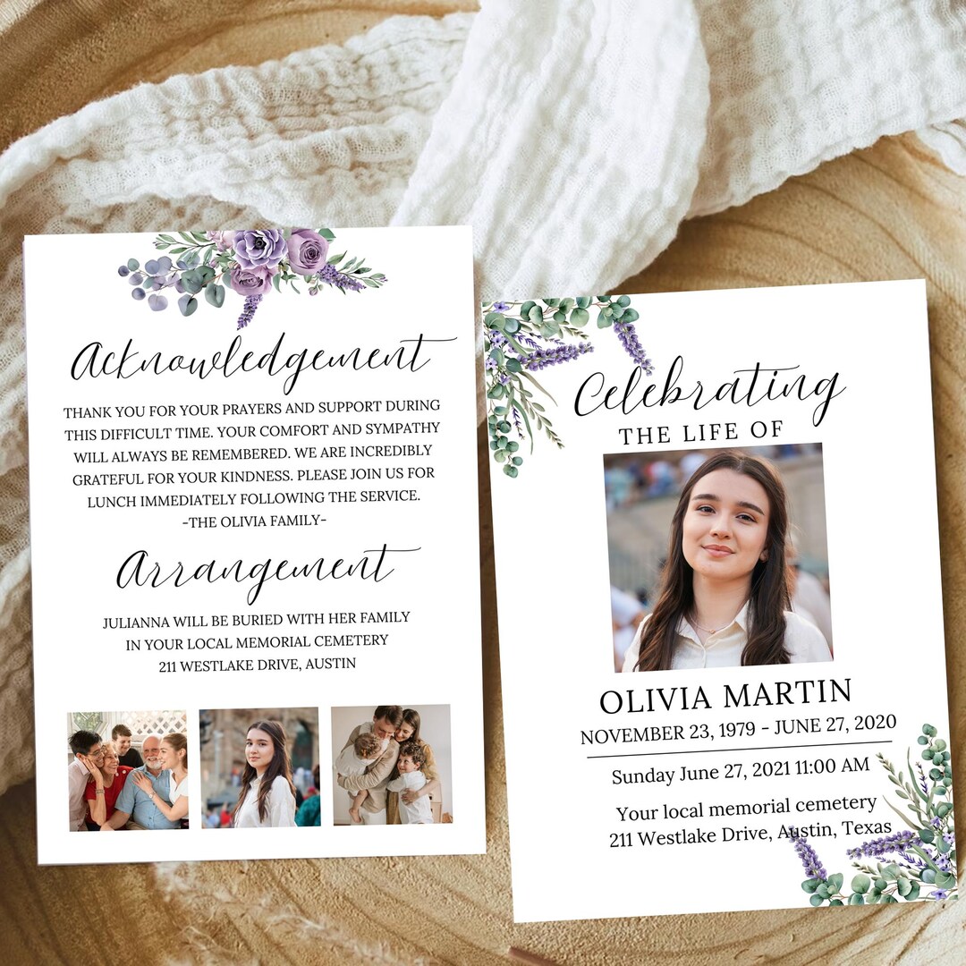 Editable Funeral Program Template | Memorial Program Obituary Booklet ...