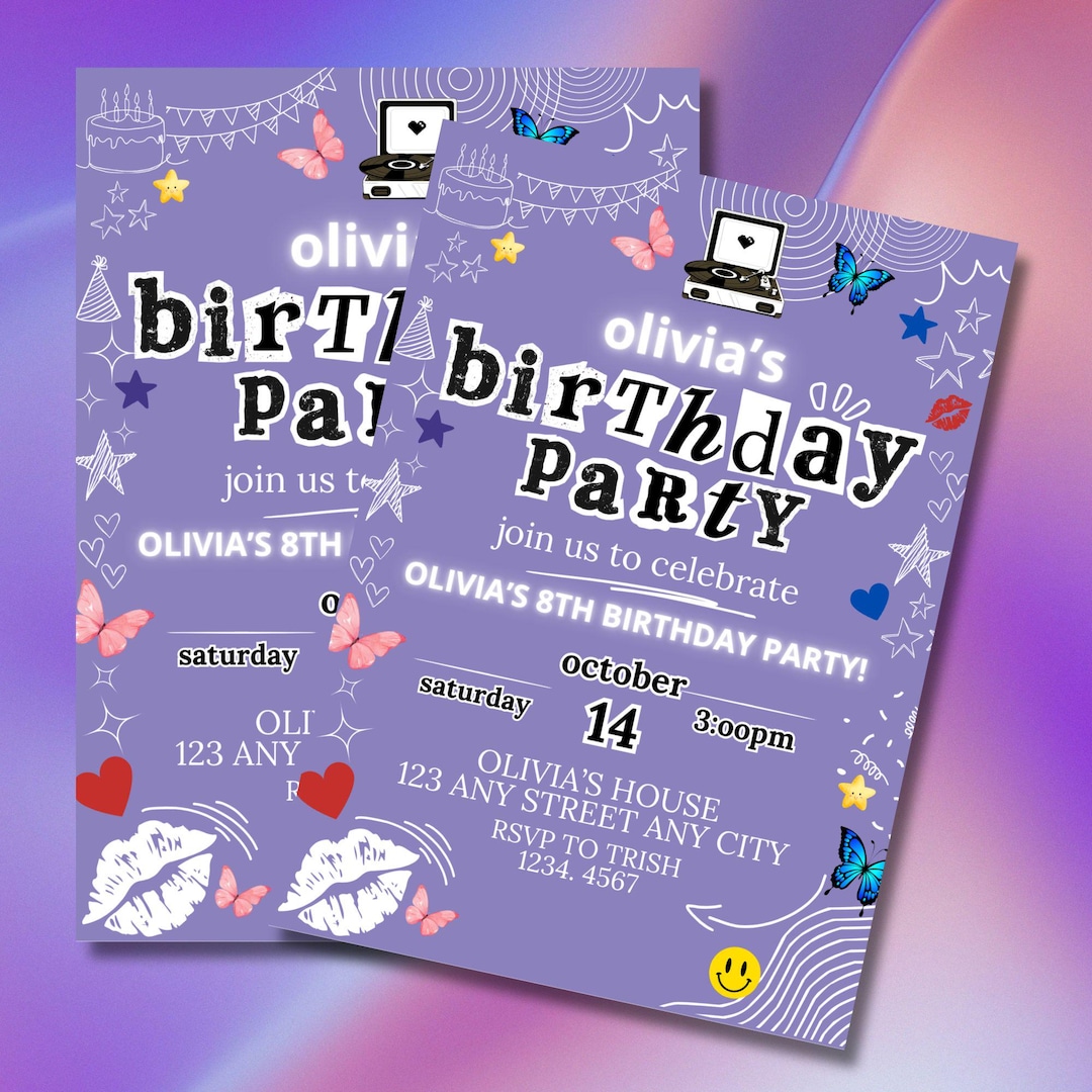 Olivia Invitation | Rodrigo Birthday Party Invite, Olivia Rod Theme ...