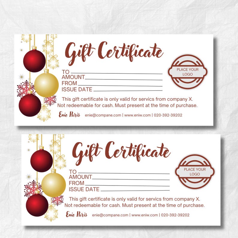 Editable Gift Certificate Template Holiday Printable Gift Voucher ...