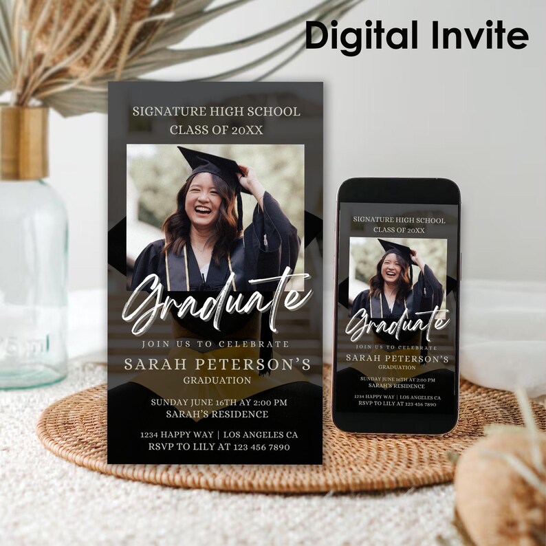 Digital Graduation Party Invite Template | Electronic Graduation ...