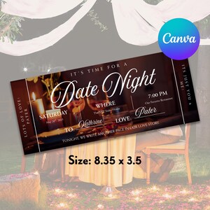 Date Night Ticket Template, DIY Romantic Valentine or Anniversary Gift ...