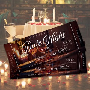 Date Night Ticket Template, DIY Romantic Valentine or Anniversary Gift ...
