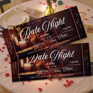 Date Night Ticket Template, DIY Romantic Valentine or Anniversary Gift ...