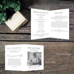 Minimalist Funeral Program Template Simple Funeral Memorial Program Printable Order of Service ...