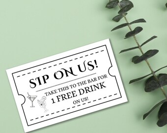 Printable Party Drink Tickets | Drink Voucher Template | Wedding Party ...