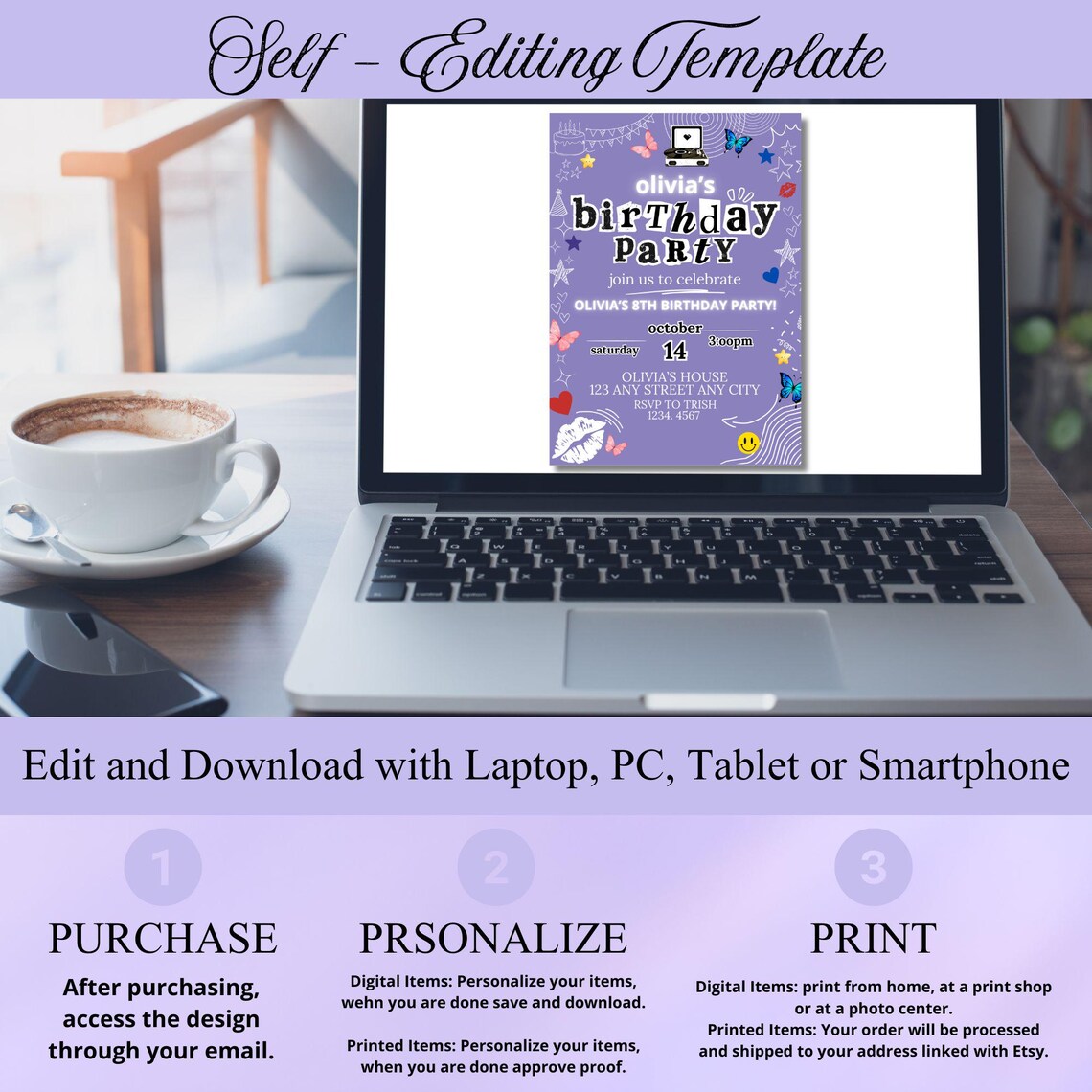 Olivia Invitation Rodrigo Birthday Party Invite, Olivia Rod Theme Party ...