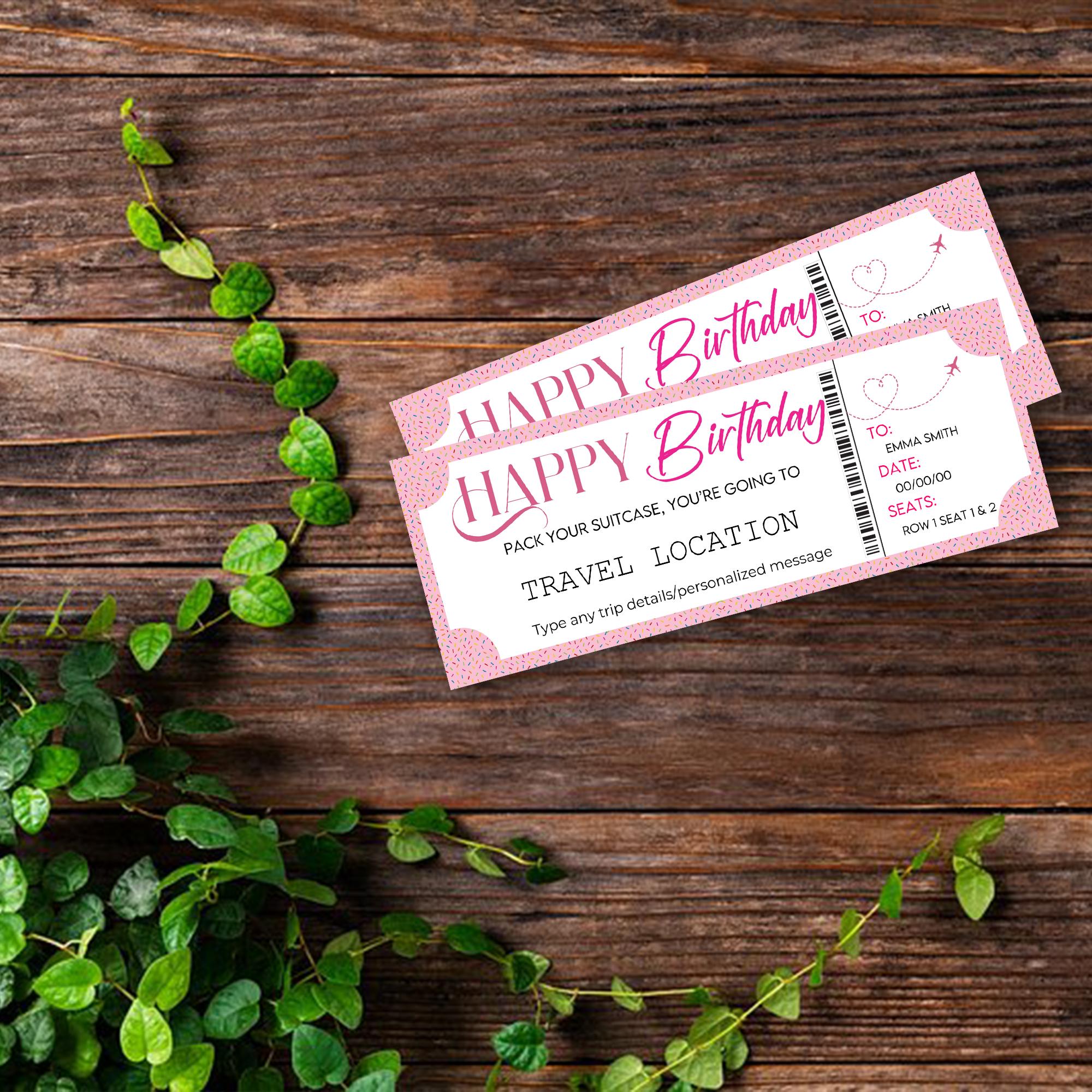 Pink Printable Boarding Pass Template Birthday Boarding Pass Surprise ...