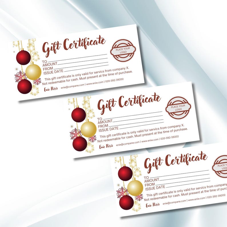 Editable Gift Certificate Template Holiday Printable Gift Voucher ...