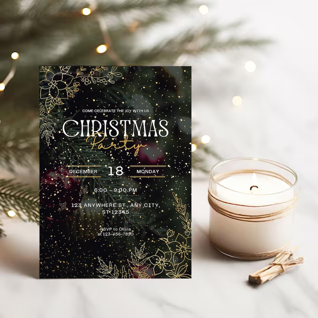 Editable Christmas Party Invitation Template Holiday Party Invite for ...