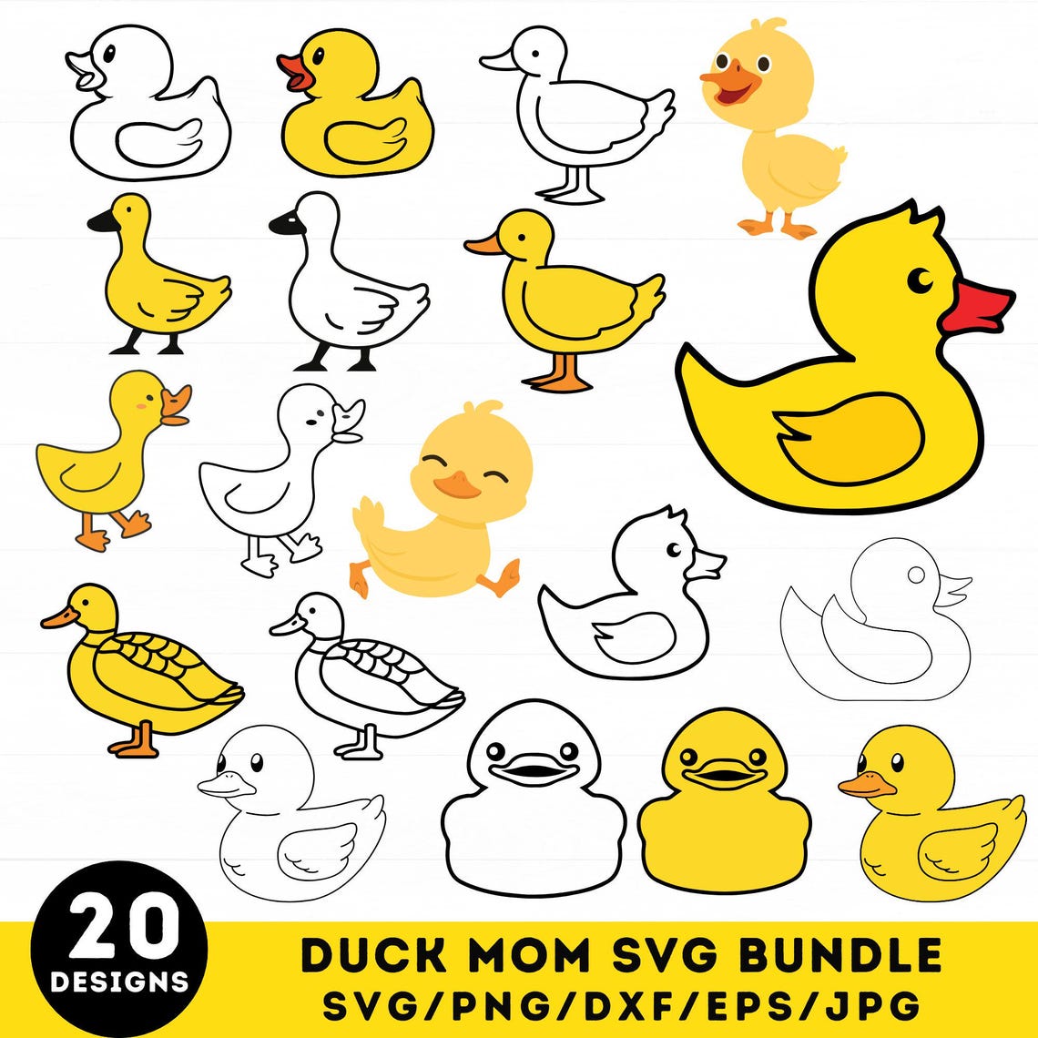 20 Duck Svg Bundle, Rubber Ducky Svg, Rubber Duck Svg, Duck Clipart ...
