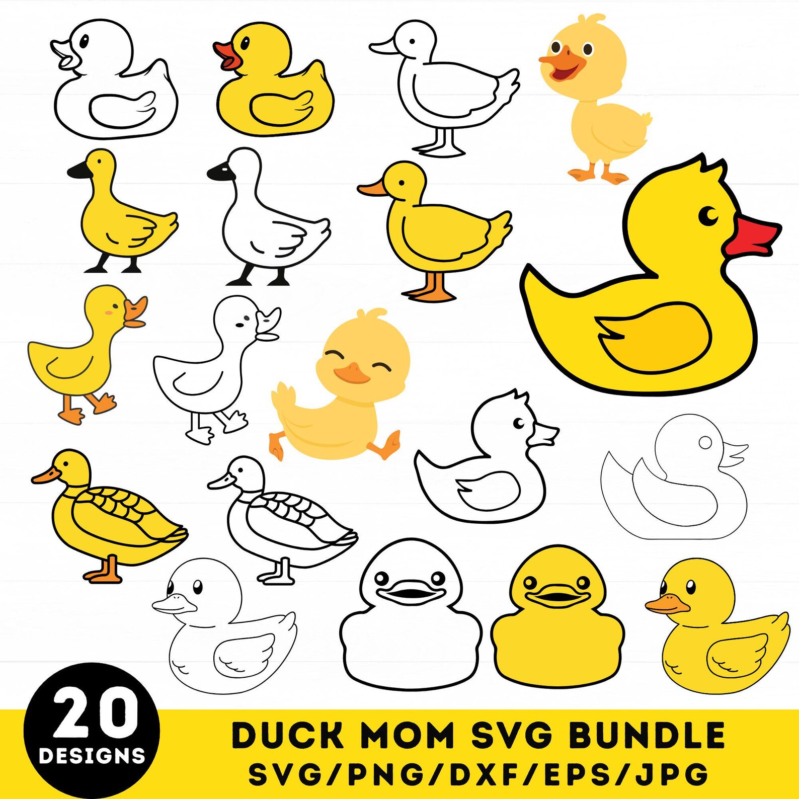 20 Duck Svg Bundle, Rubber Ducky Svg, Rubber Duck Svg, Duck Clipart ...