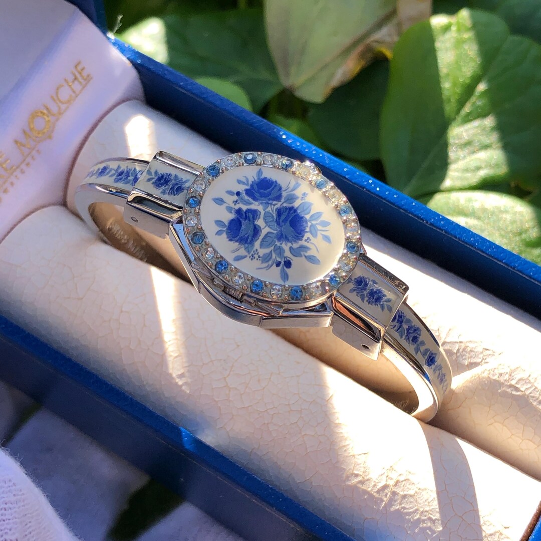 Vintage André Mouche Peekabo Watch Silver Toned Metal Enamel Paint ...