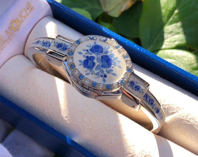 Vintage André Mouche Peekabo Watch Silver Toned Metal Enamel Paint ...