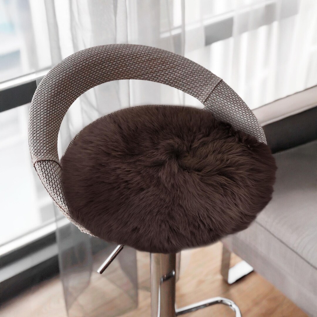 Round Chair Mat Long Wool - 37cm Diameter - Australian Merino Sheepskin ...