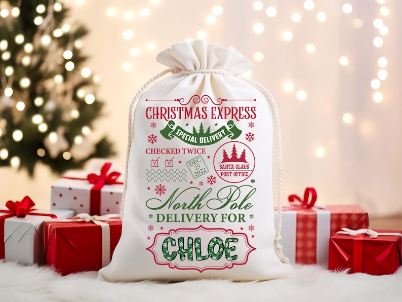 Personalized Santa Sack Custom Christmas Gift Bag, Kids Santa Bag ...