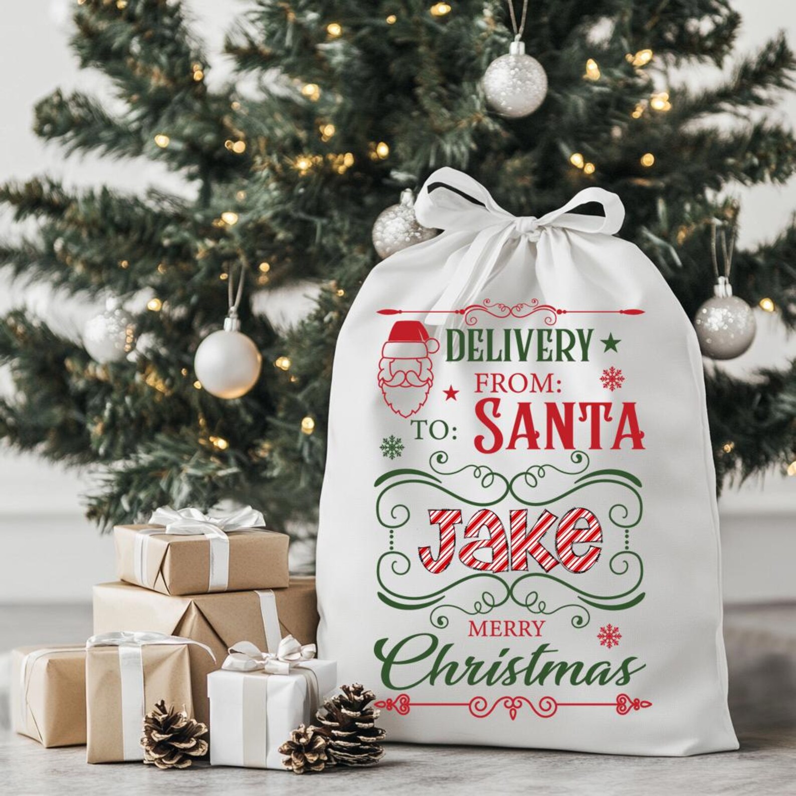 Personalized Santa Sack Custom Christmas Gift Bag, Kids Santa Bag ...