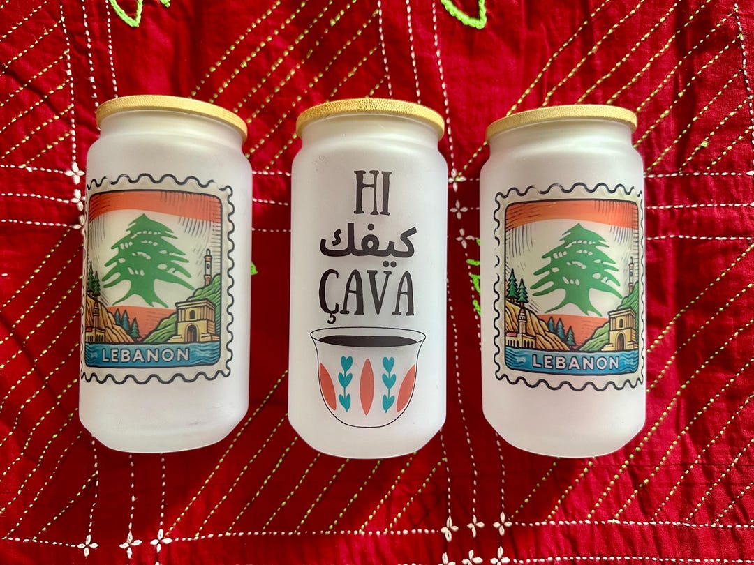 Lebanon - Liban - Hi Kifak Cava Ceramic Mug and Glass Tumbler - Etsy Canada
