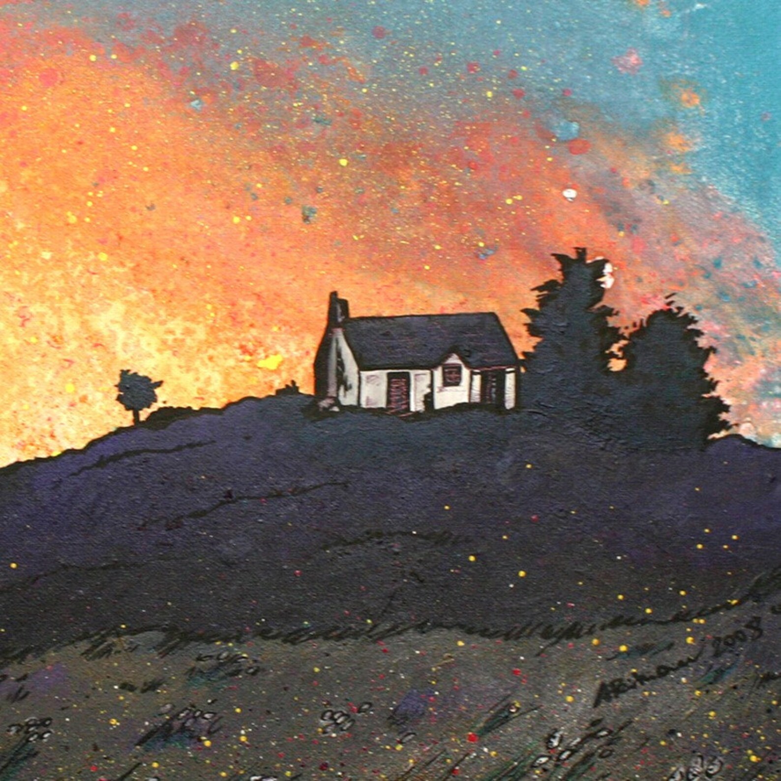 Mounted and Signed Print of an Isle of Skye Croft House at Sunset ...