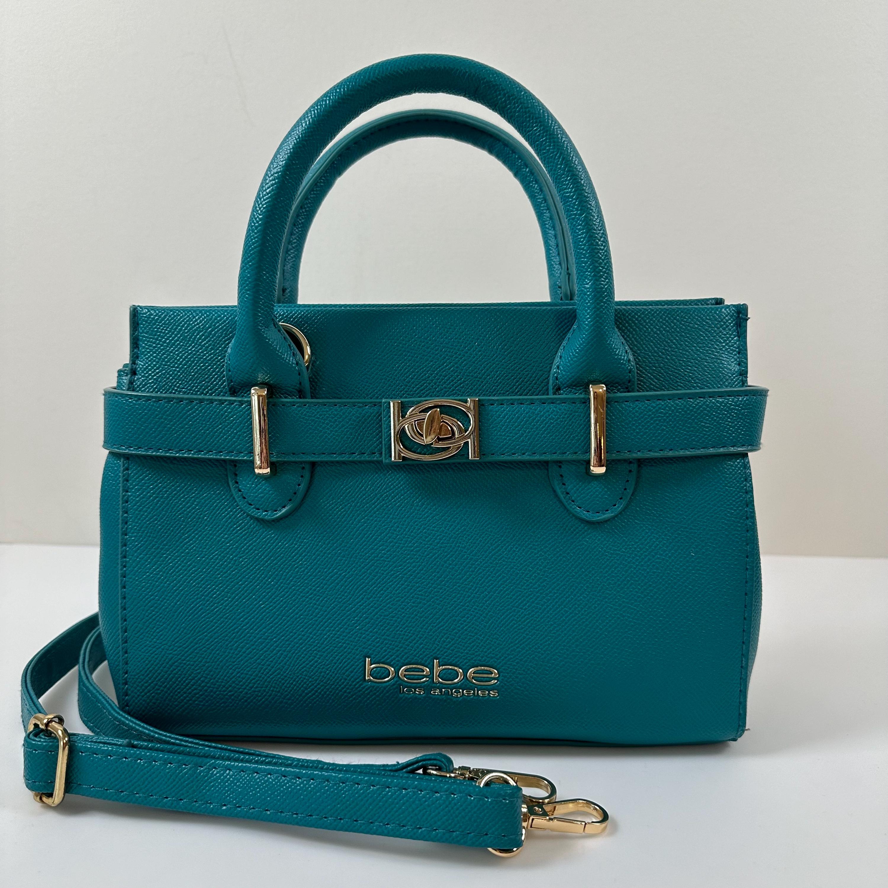Bebe Evie Small Satchel Faux Leather Teal With Gold Hardware NWOT - Etsy