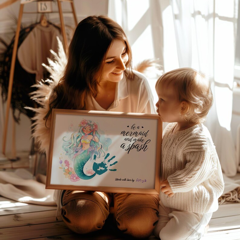 Printable Mermaid Handprint Art, Be a Mermaid Make a Splash, Last ...