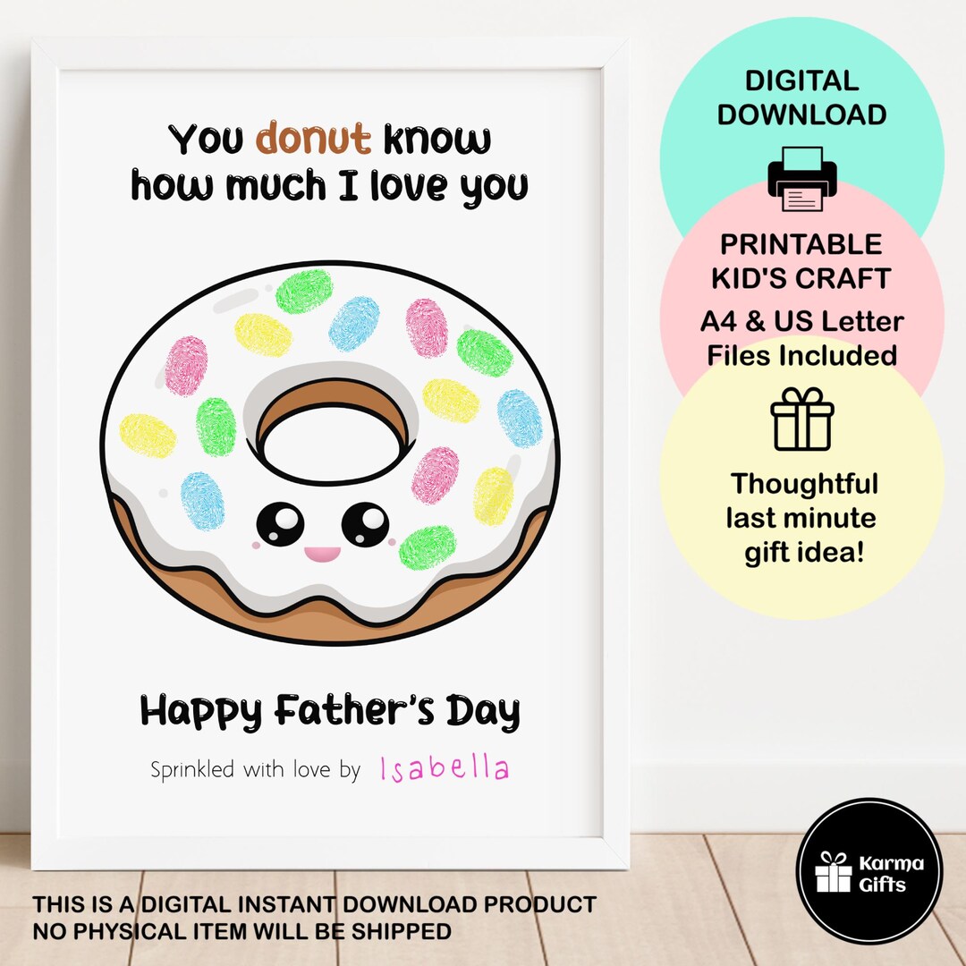 Printable Father's Day Donut Fingerprint Art, Kid's Finger Painting ...