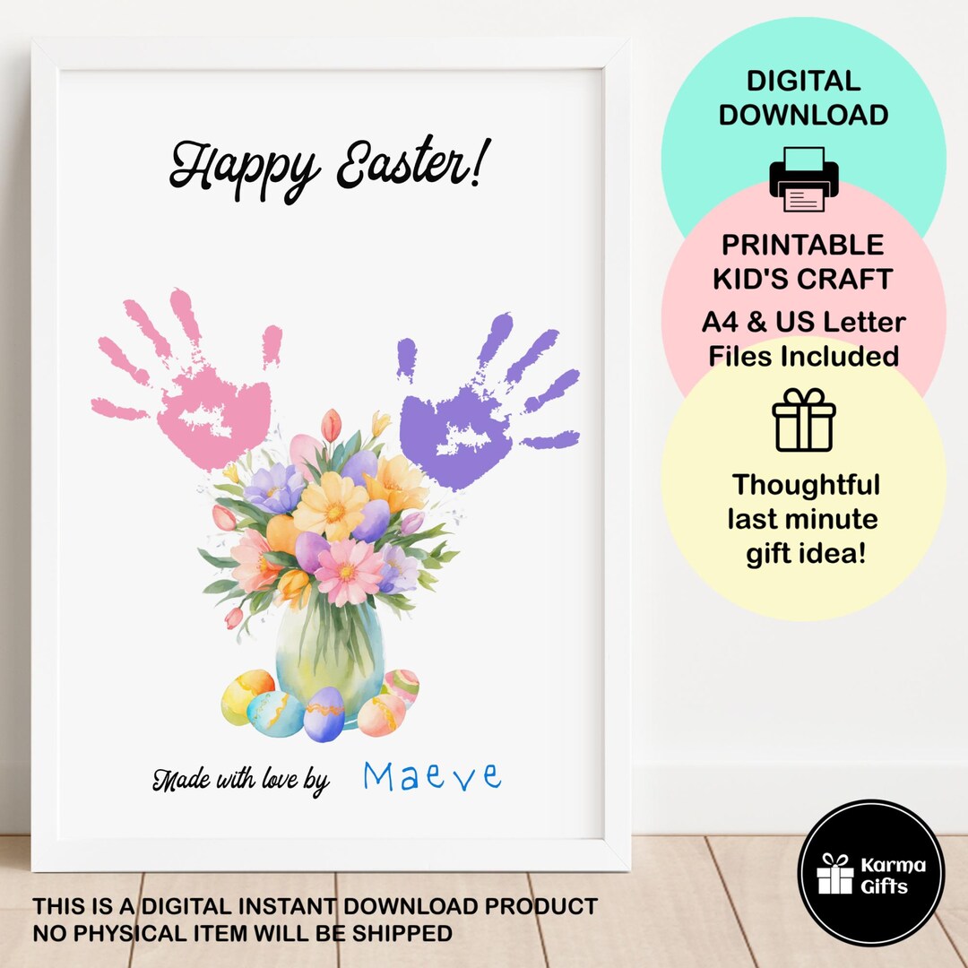 Printable Easter Handprint Craft for Kids, Easter Flowers Handprint Art ...
