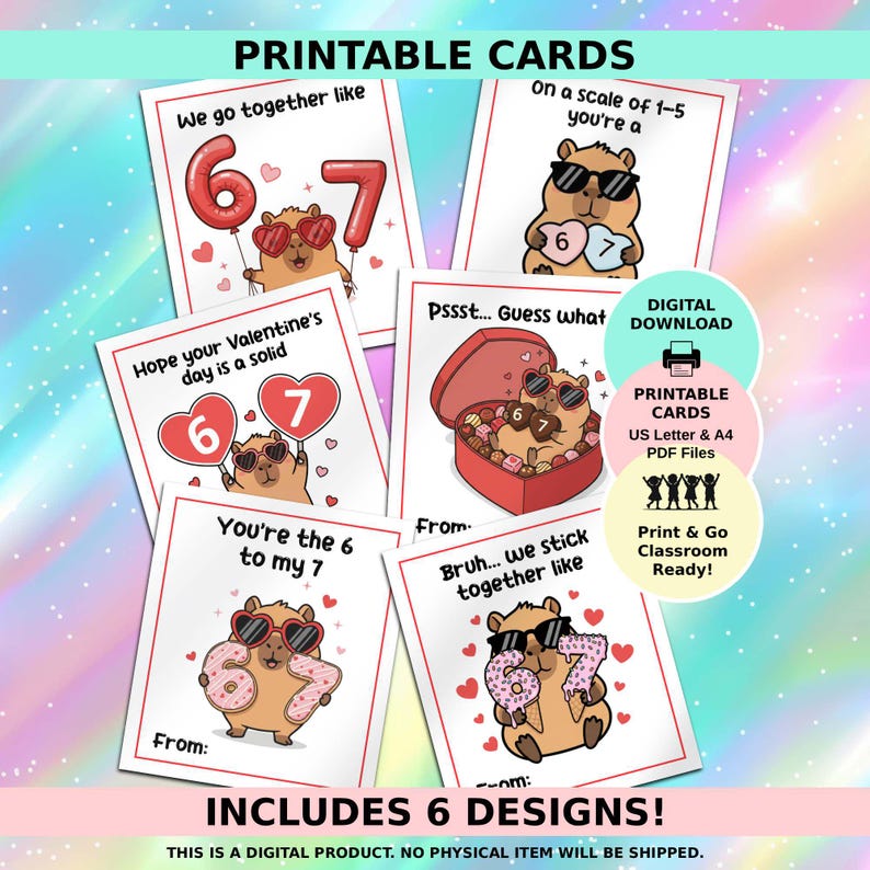 67 Slang Valentine's Day Cards, Funny Capybara, Kids Teen Tween Gen ...
