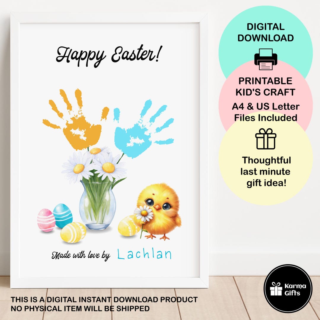 Printable Easter Handprint Craft for Kids, Easter Chick Handprint Art ...