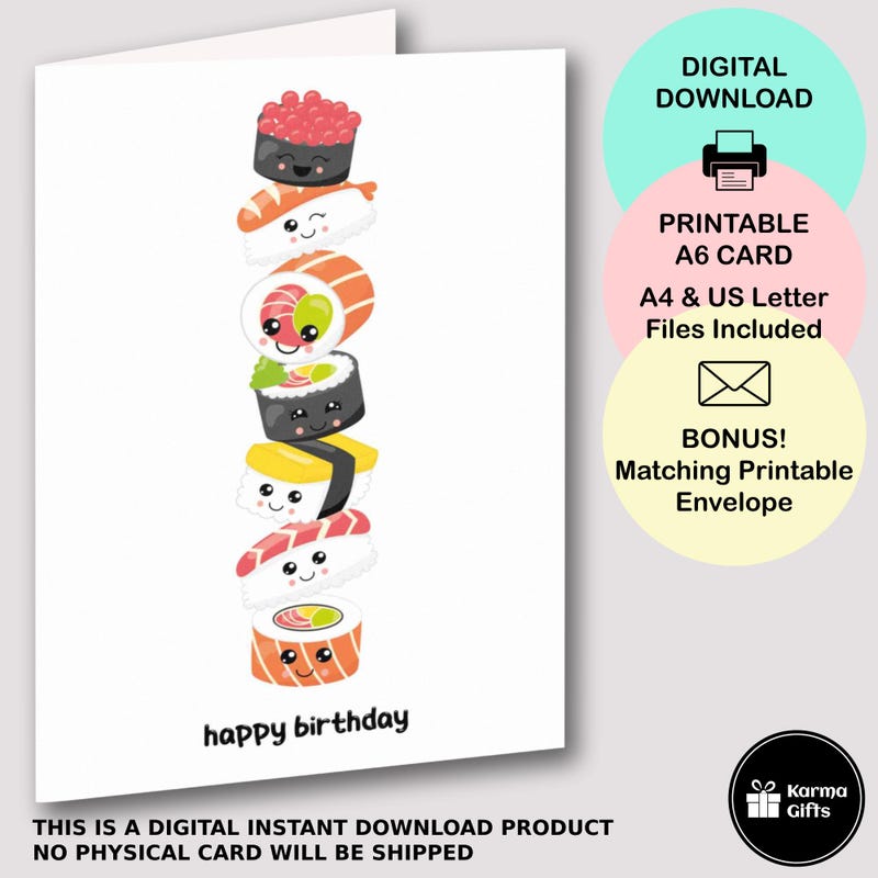 Sushi Birthday Card - Etsy