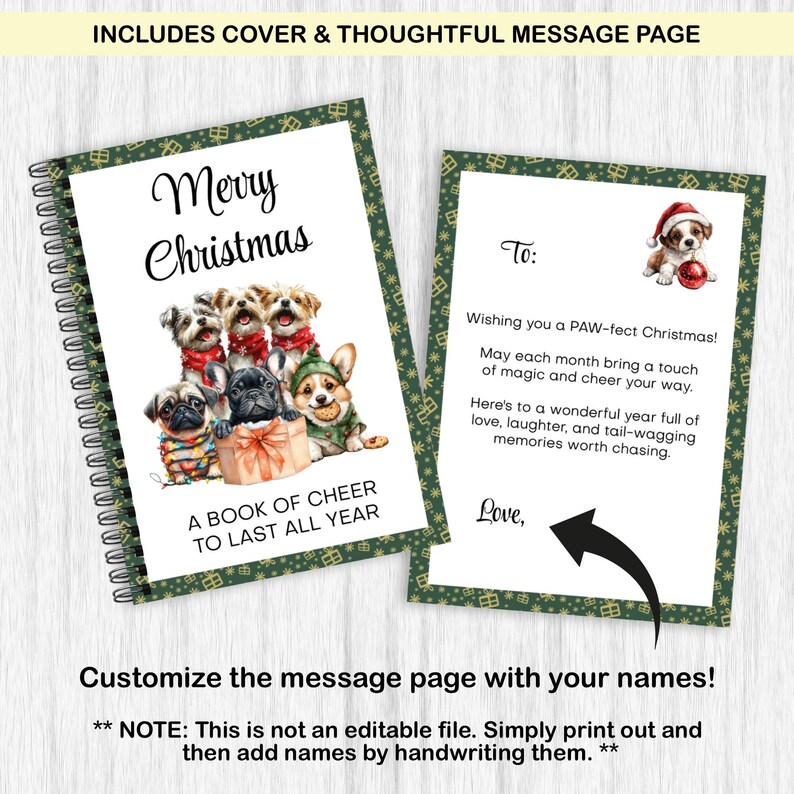 Dog Christmas Gift Card Book, Printable Xmas Gift Card Holder, DIY Dog ...