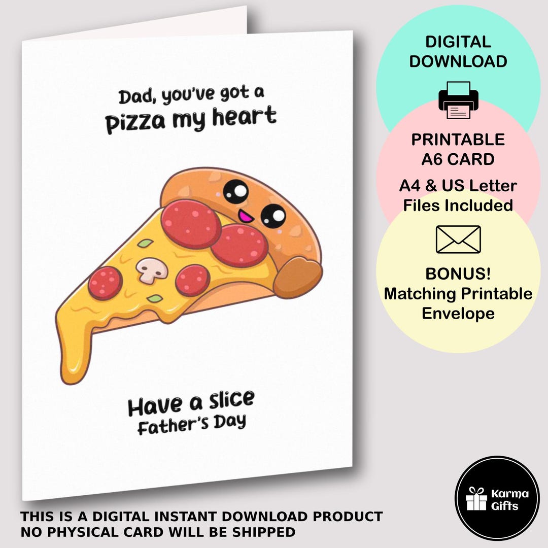Printable Pizza Father's Day Card, Funny Pizza Pun Card for Dad ...