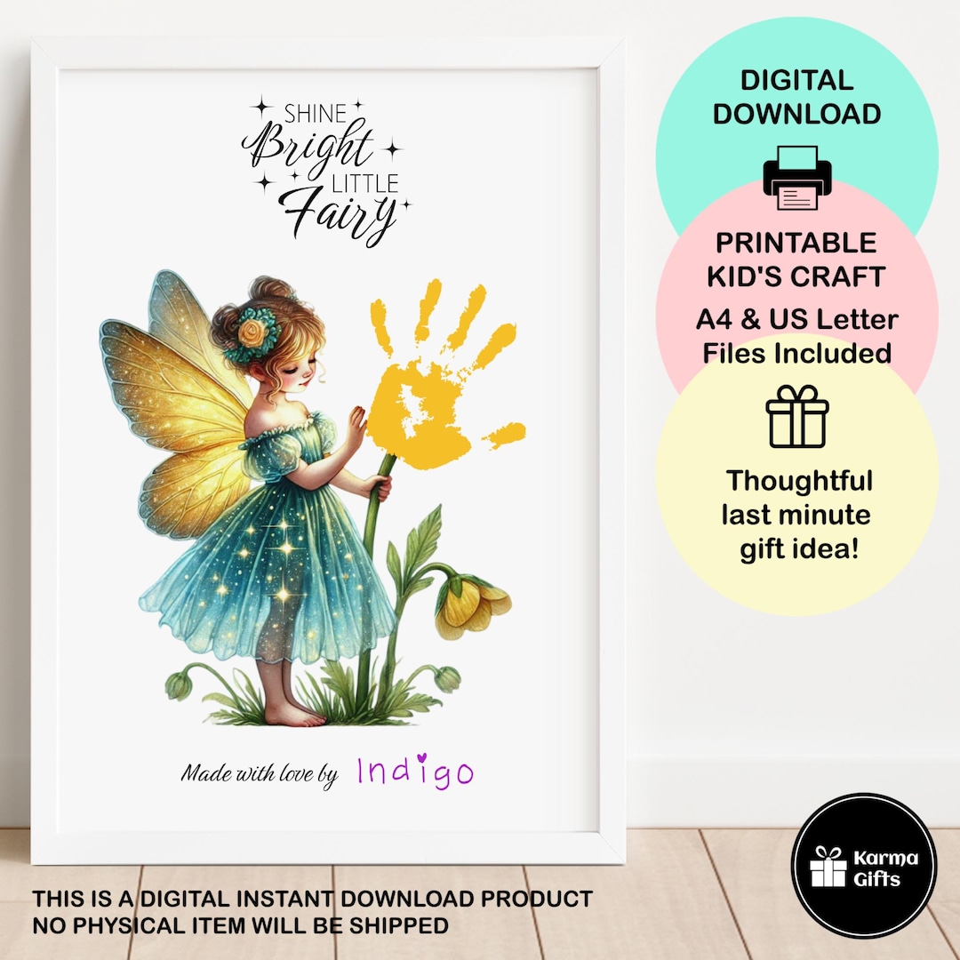 Printable Fairy Handprint Art, Shine Bright Little Fairy, Last Minute ...