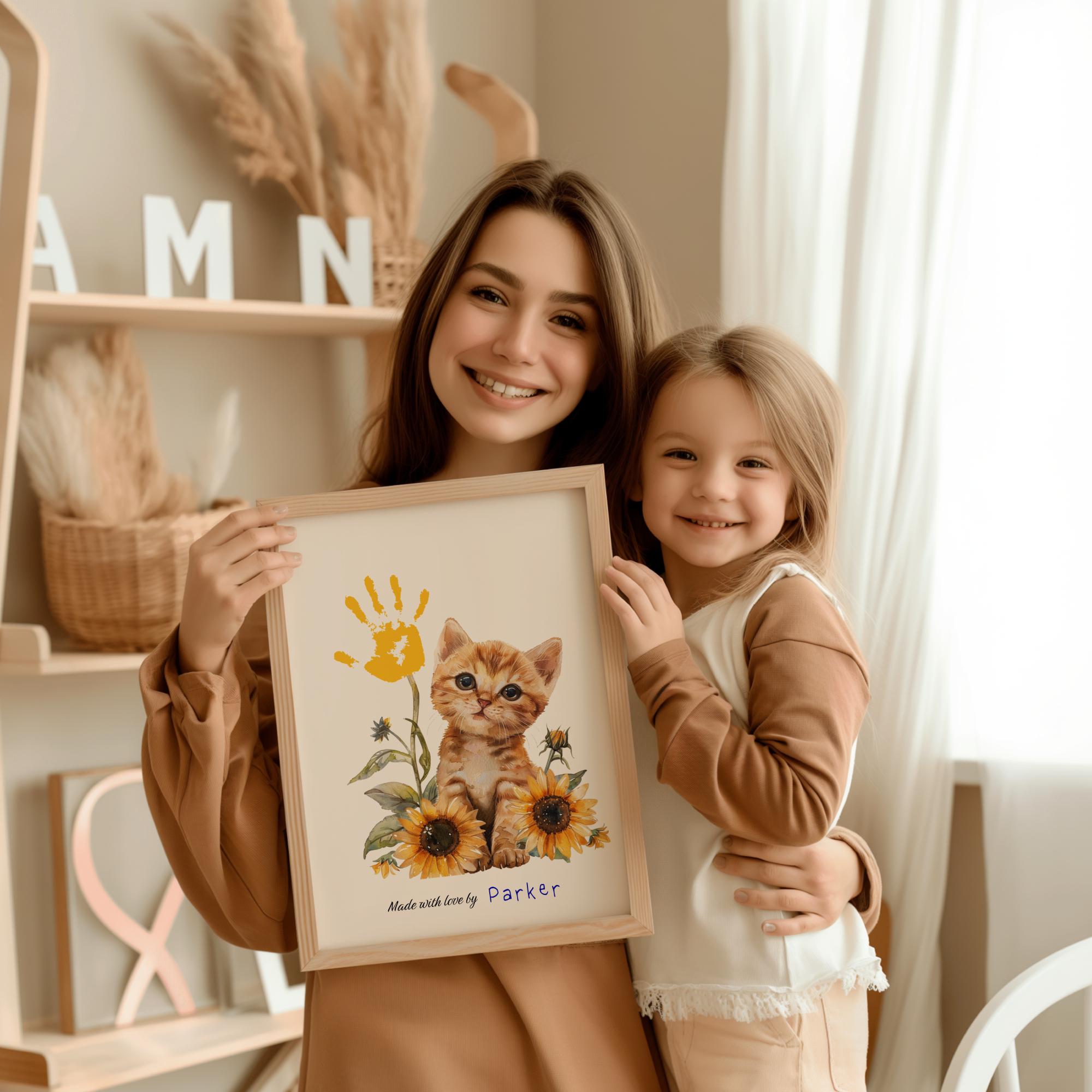 Printable Kitten Handprint Art, Last Minute Gift Idea, Easy Kid's Craft ...