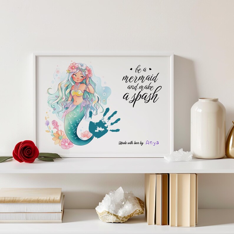 Printable Mermaid Handprint Art, Be a Mermaid Make a Splash, Last ...