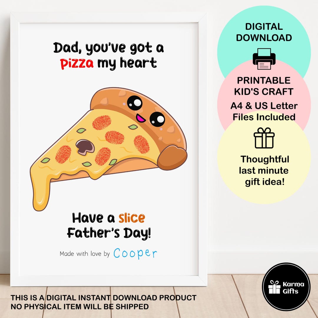 Printable Father's Day Pizza Fingerprint Art, Kid's Finger Painting ...