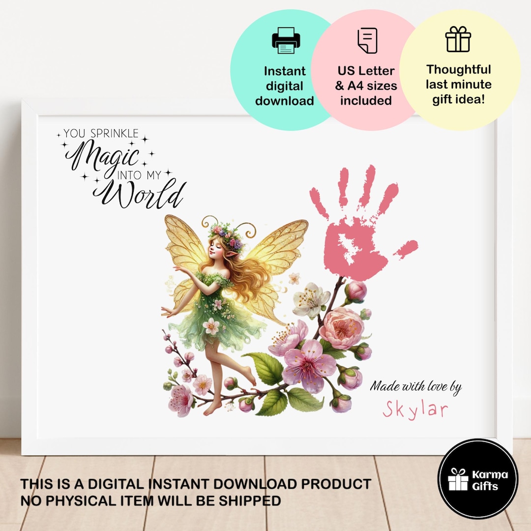 Printable Fairy Handprint Art, You Sprinkle Magic Into My World, Last ...