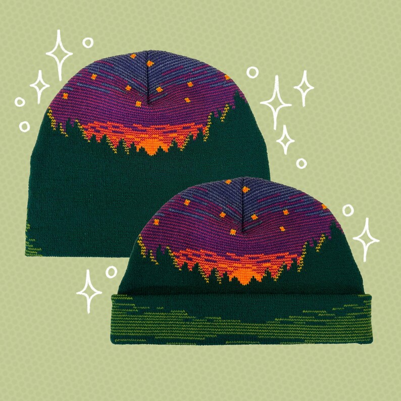 Retro-style Sunset Acrylic Beanie - Made in the USA - Etsy